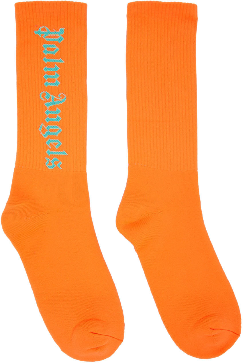 Palm Angels Orange Logo Socks Palm Angels