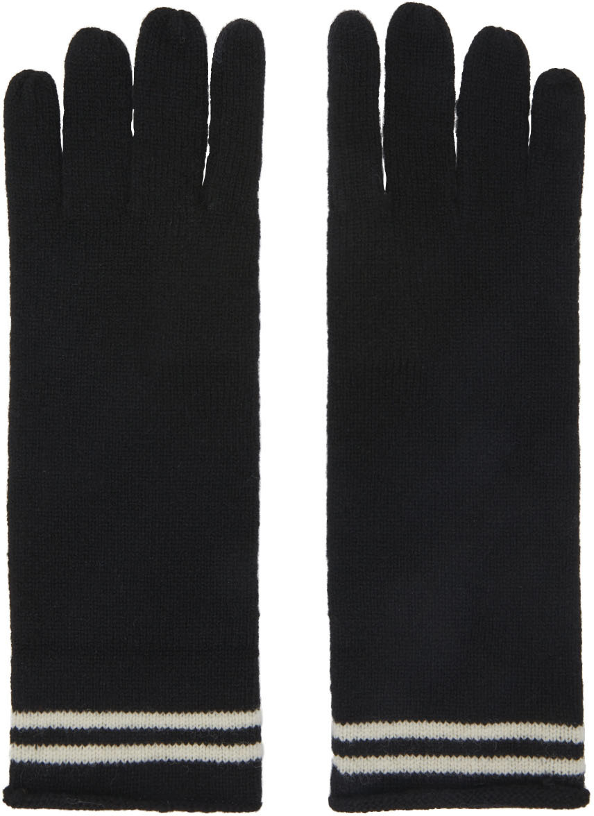 Undercover Black Wool Striped Gloves Undercover