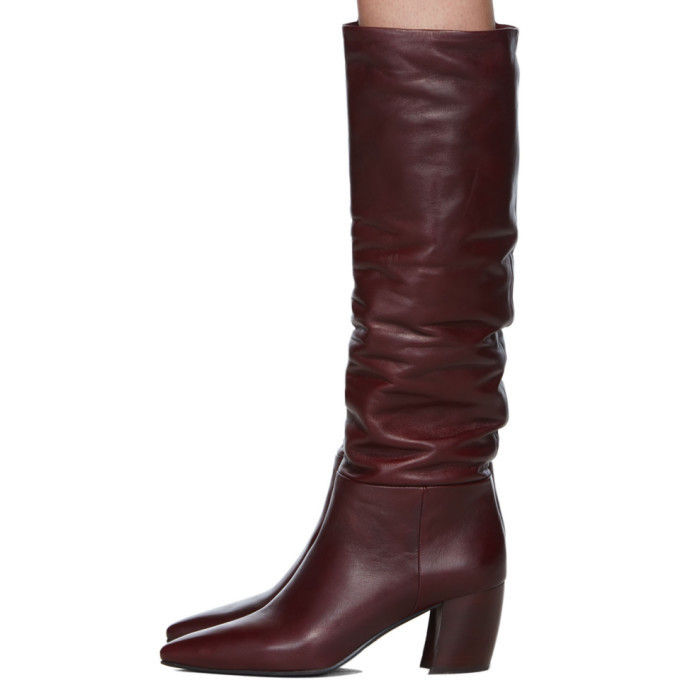 Prada Burgundy Leather Tall Boots Prada