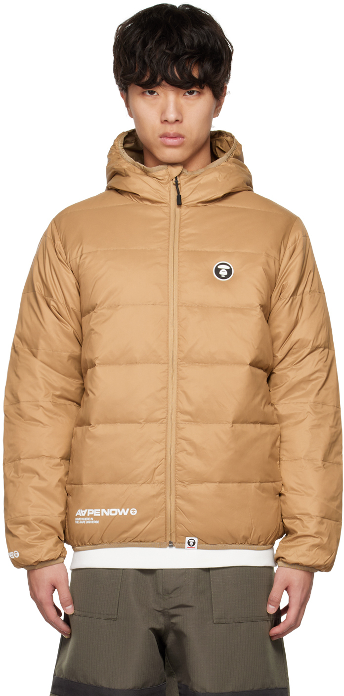 AAPE by A Bathing Ape Tan Quilted Down Jacket AAPE by A Bathing Ape