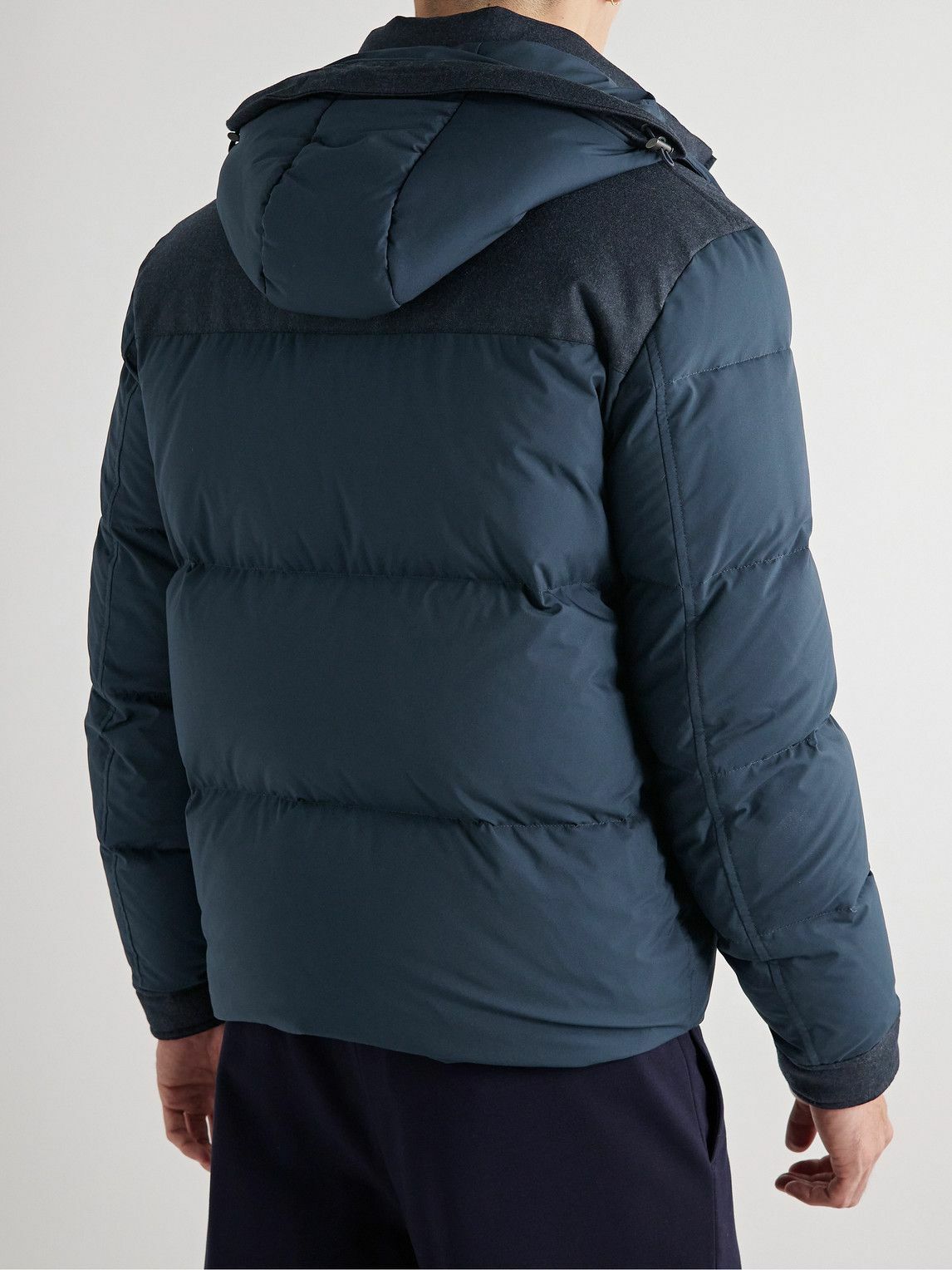Canali - Wool-Panelled Quilted Shell Hooded Down Jacket - Blue Canali