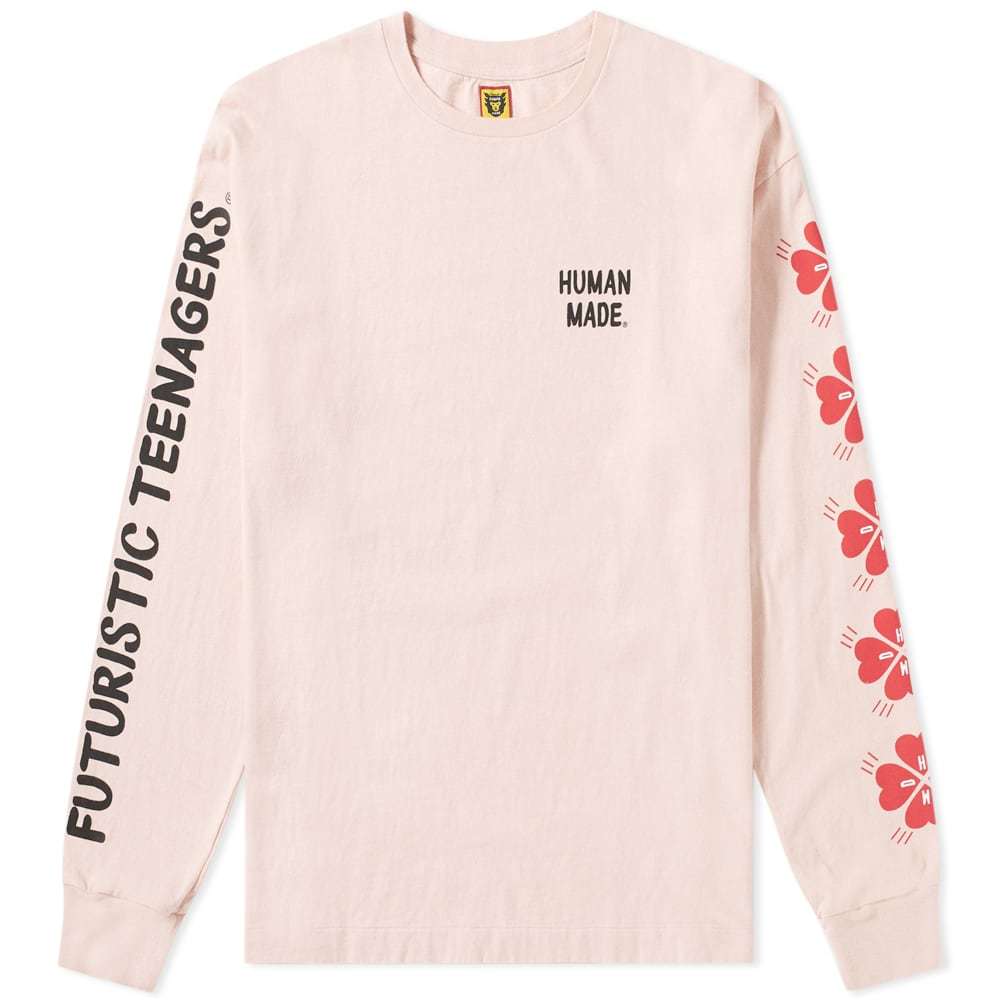 Human Made Long Sleeve Logo Arm Tee Pink Human Made
