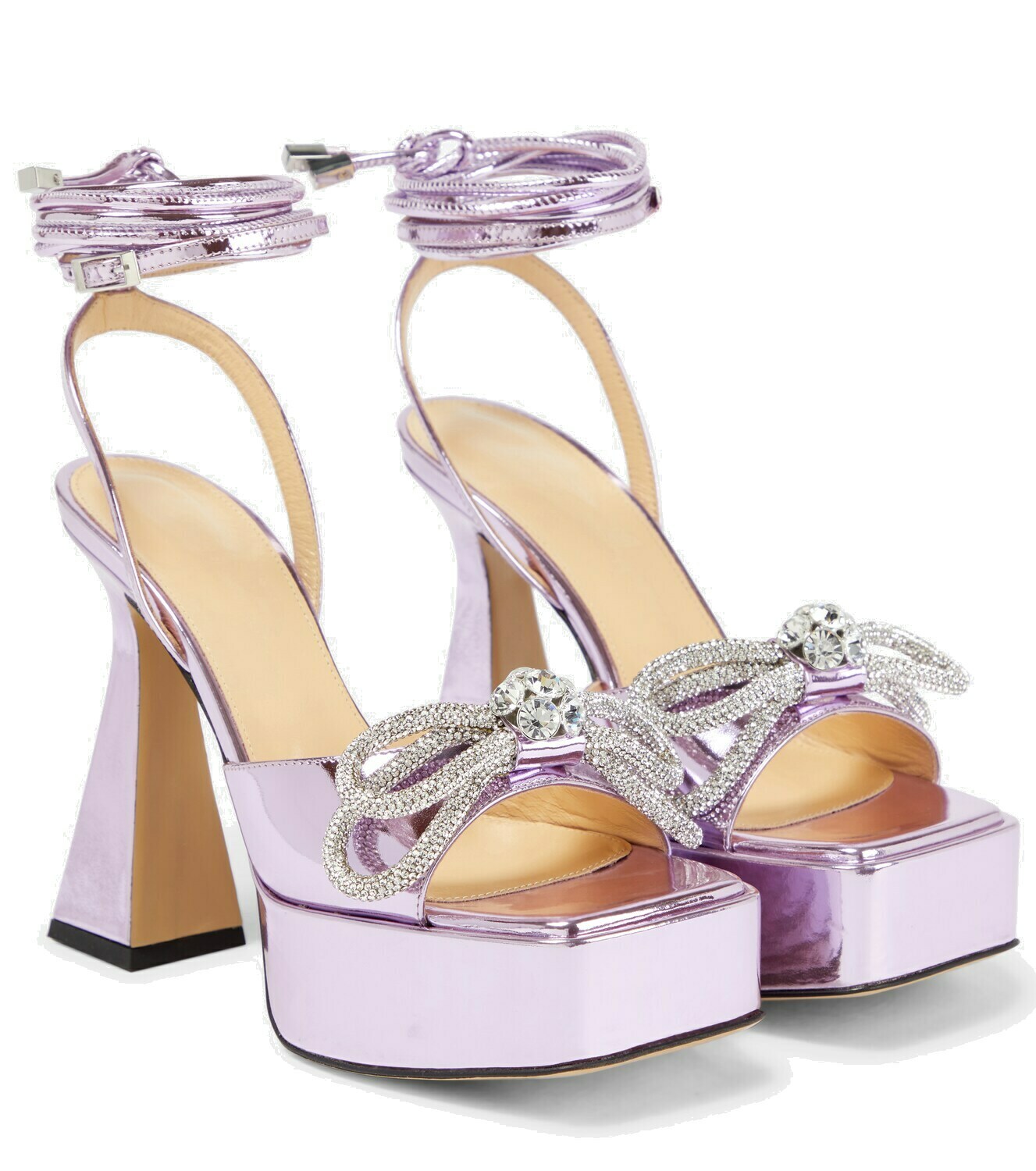 Mach & Mach - Double Bow embellished leather platform sandals MACH & MACH