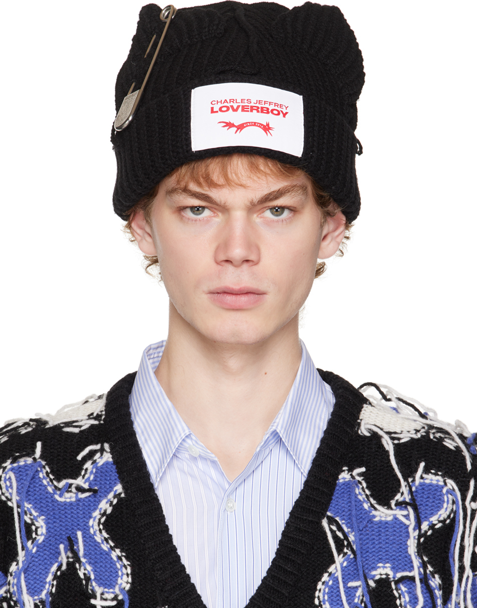 Charles Jeffrey Loverboy Black Chunky Punk Ears Beanie Charles Jeffrey ...