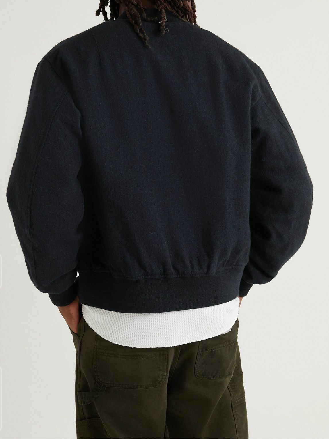 nanamica - Brushed Wool and Linen-Blend Bomber Jacket - Blue Nanamica