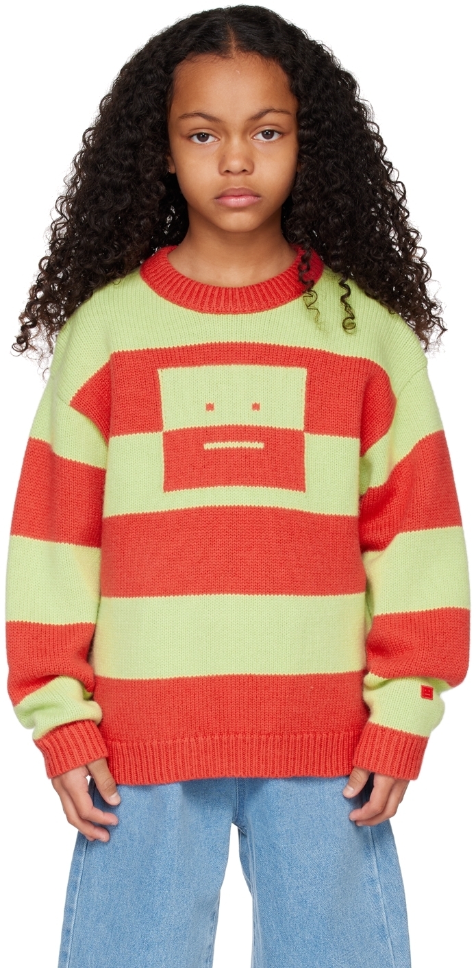 Acne Studios Kids Red & Green Jacquard Sweater Acne Studios