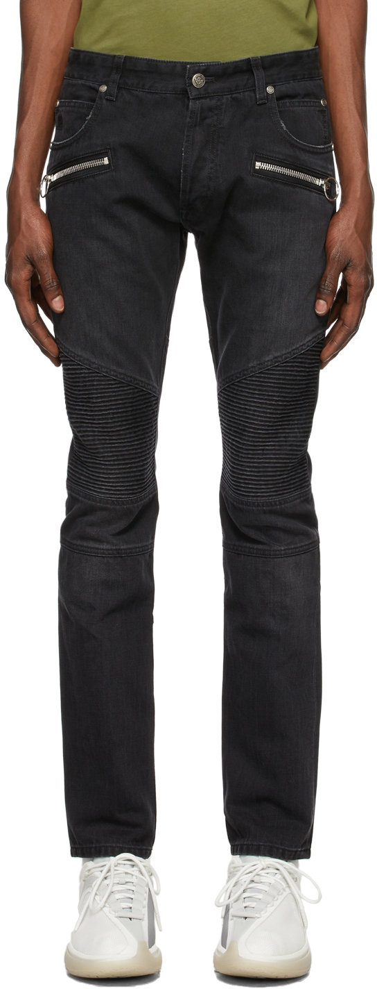 Balmain Black Ribbed Slim Jeans Balmain