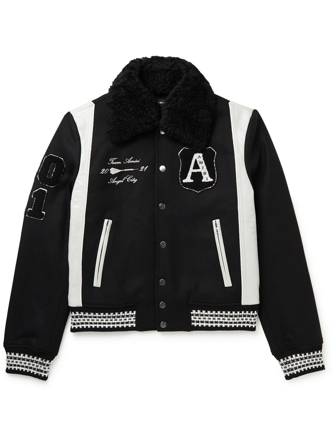 AMIRI - Always on Point Embellished Wool-Blend Twill Varsity Jacket ...