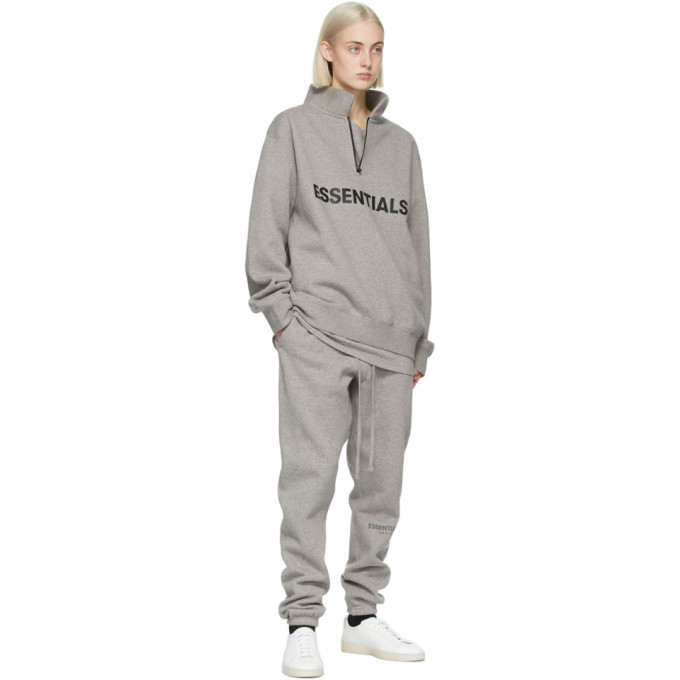 Essentials Grey Mock Neck Half Zip Sweatshirt Essentials