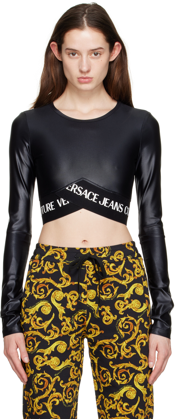Versace Jeans Couture Black Shiny Long Sleeve T-Shirt Versace