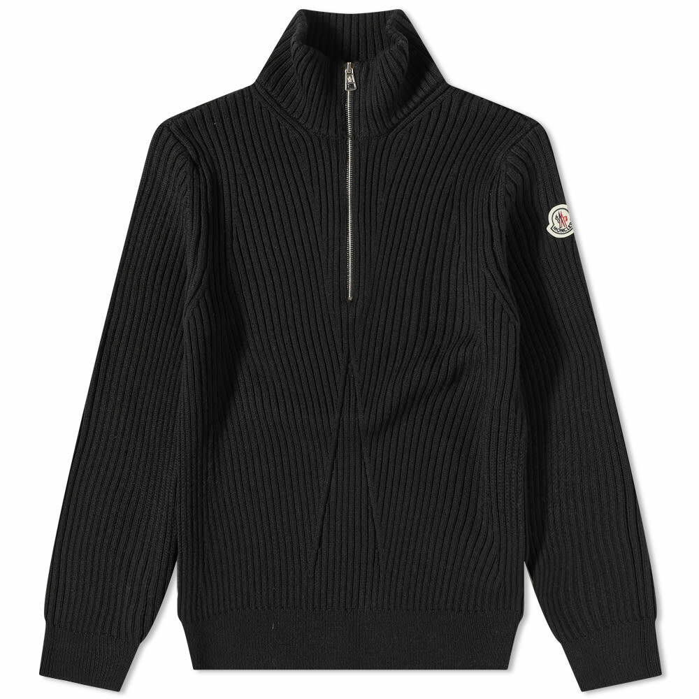 Moncler Men's Zip Collar Knit in Black Moncler