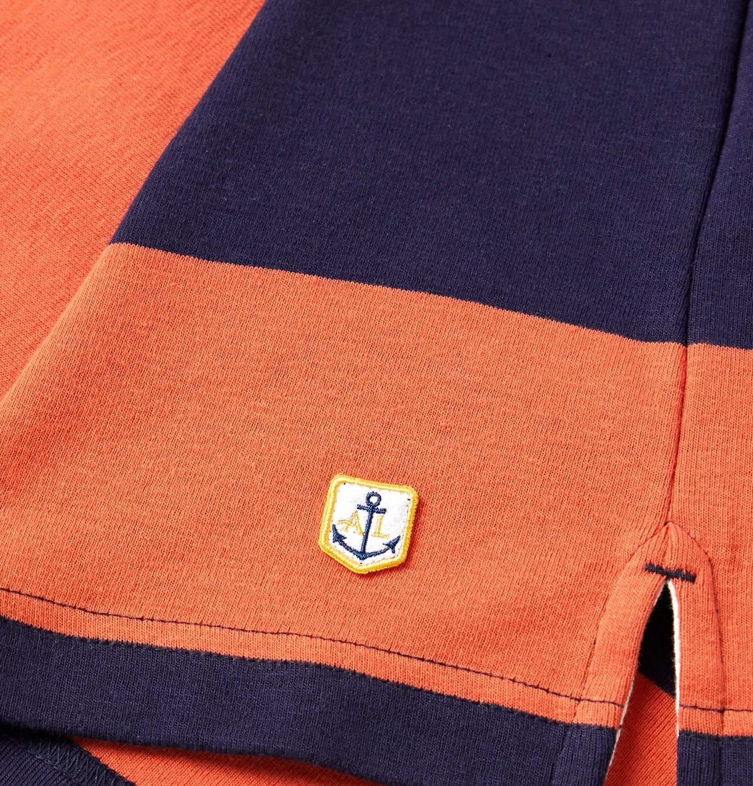 Armor Lux - Twill-Trimmed Striped Cotton-Jersey Rugby Shirt - Orange ...