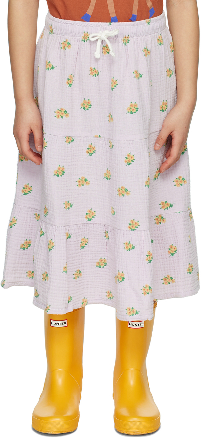 TINYCOTTONS Kids Purple Flowers Skirt