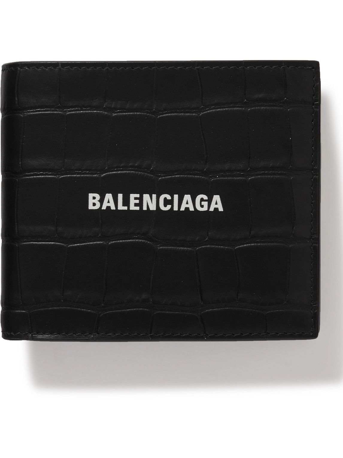 Balenciaga - Logo-Print Croc-Effect Leather Billfold Wallet Balenciaga