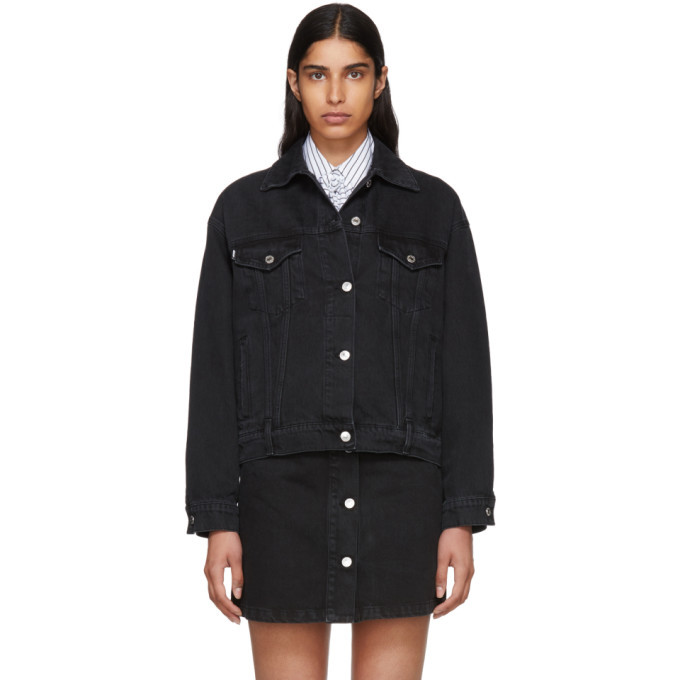 MSGM Black Washed Denim Jacket MSGM