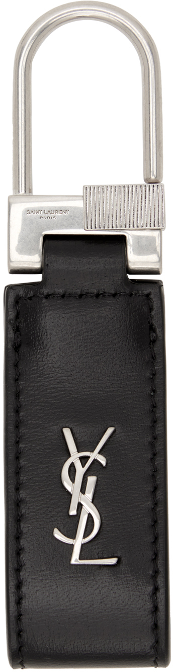 Saint Laurent Black & Silver Monogram Keychain Saint Laurent