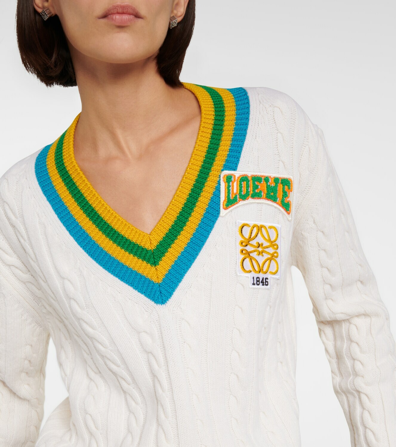 Loewe - Embroidered cable-knit wool sweater Loewe