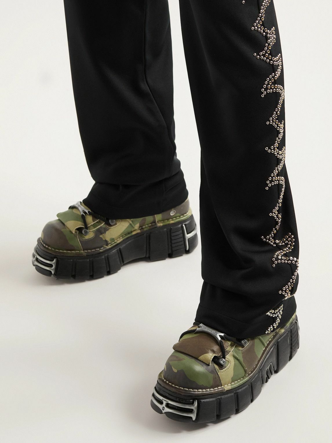 VETEMENTS - New Rock Embellished Camouflage-Print Leather Platform ...