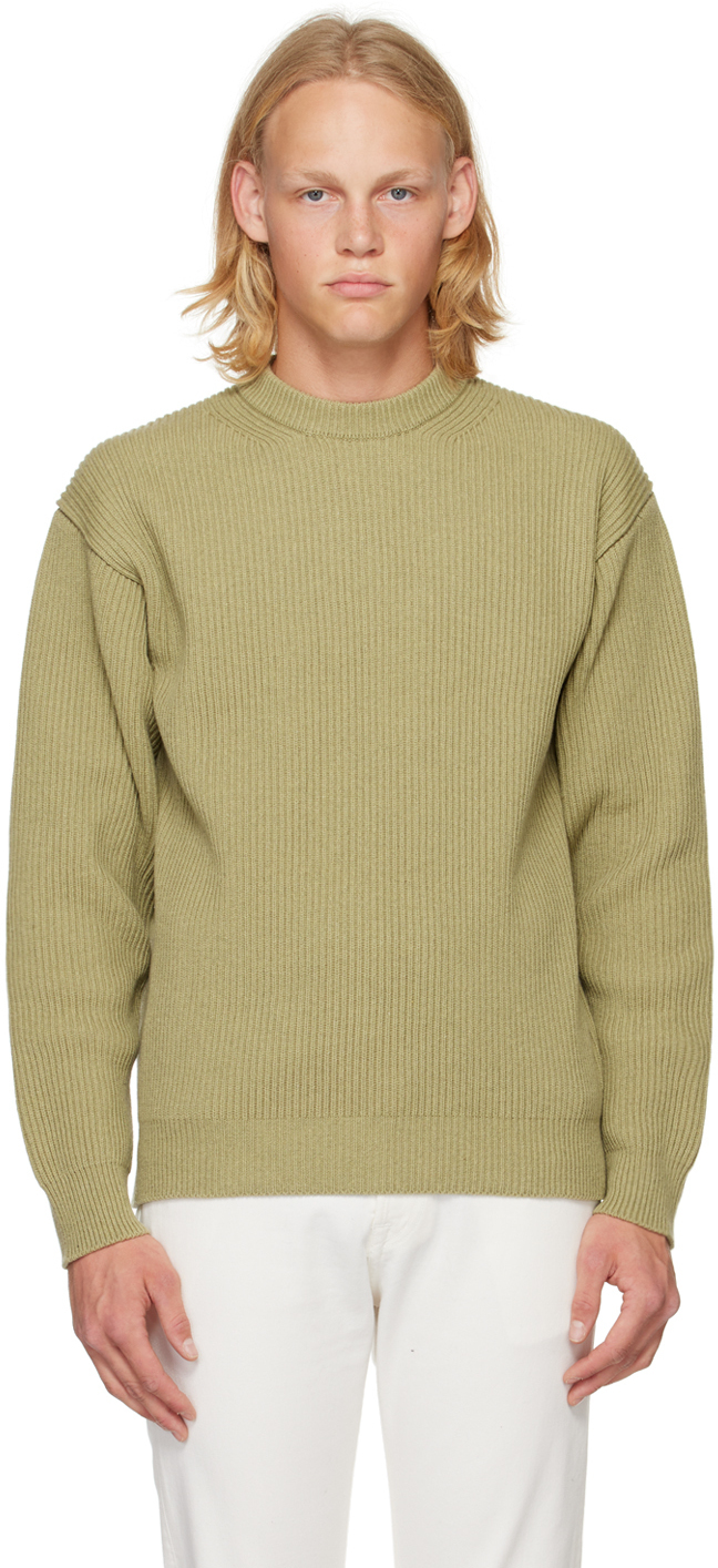 AURALEE Green Ribbed Sweater Auralee