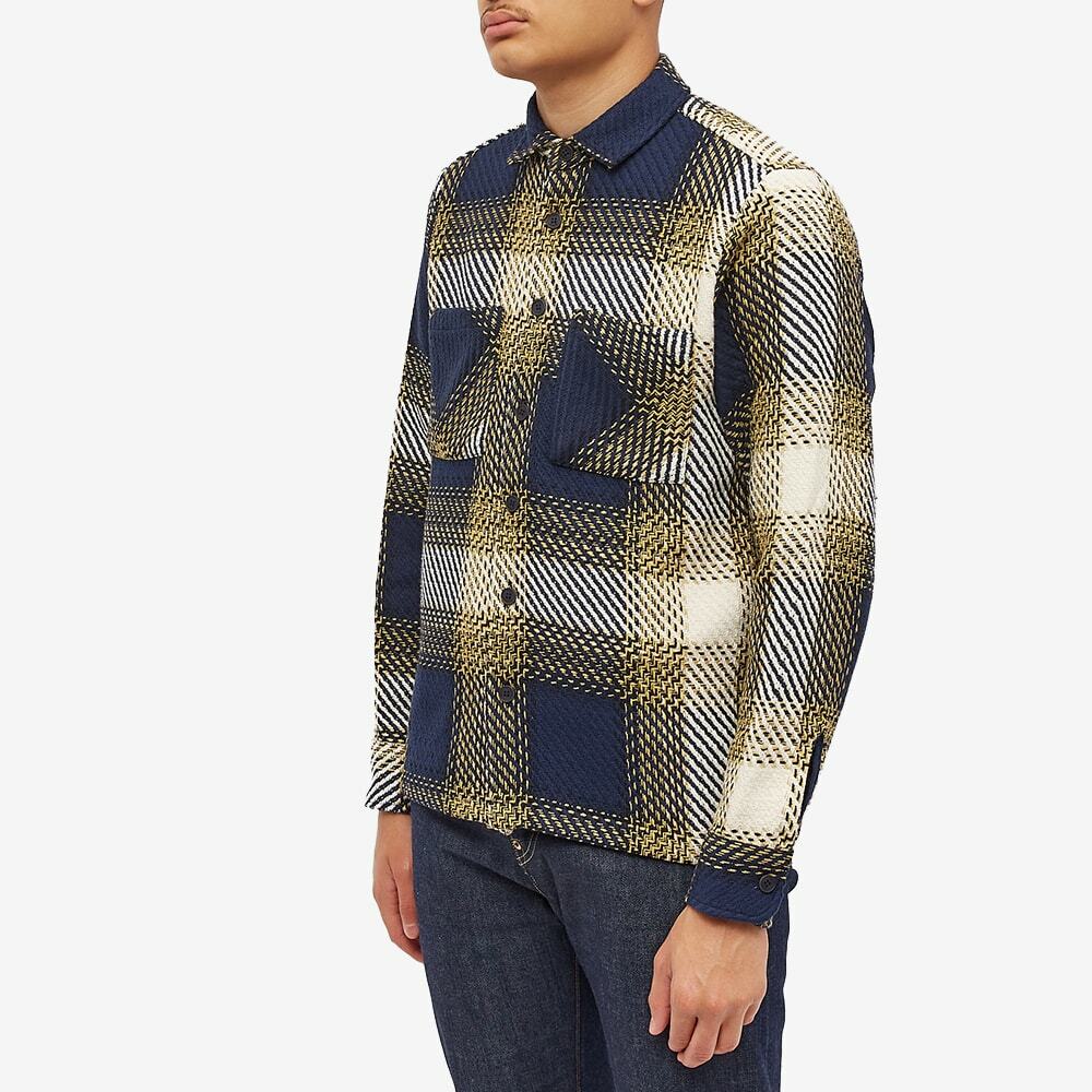 Wax London Men's Whiting Overshirt Ombre Check in Navy/Khaki Wax London