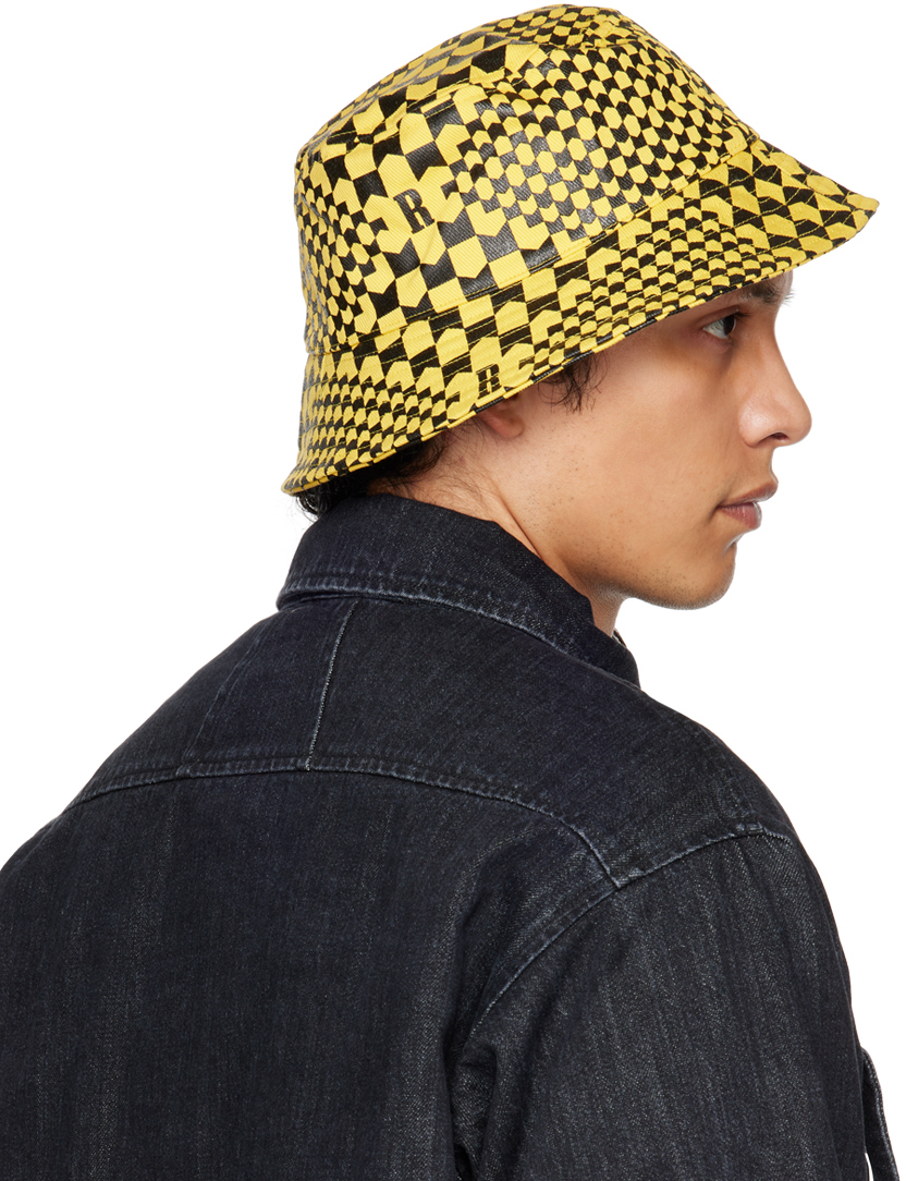 Rhude Yellow & Black Check Bucket Hat Rhude