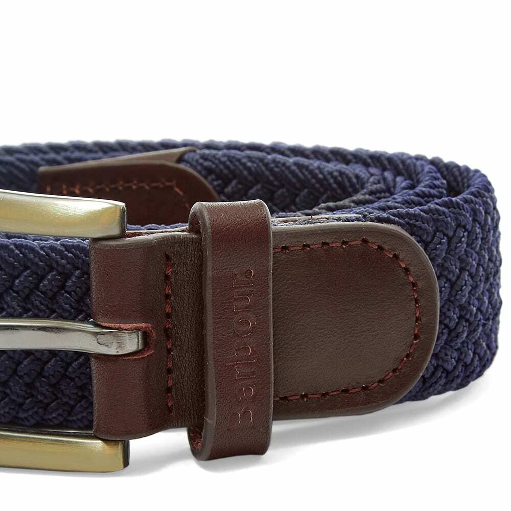 Barbour Men's Stretch Webbing Leather Belt in Navy Barbour