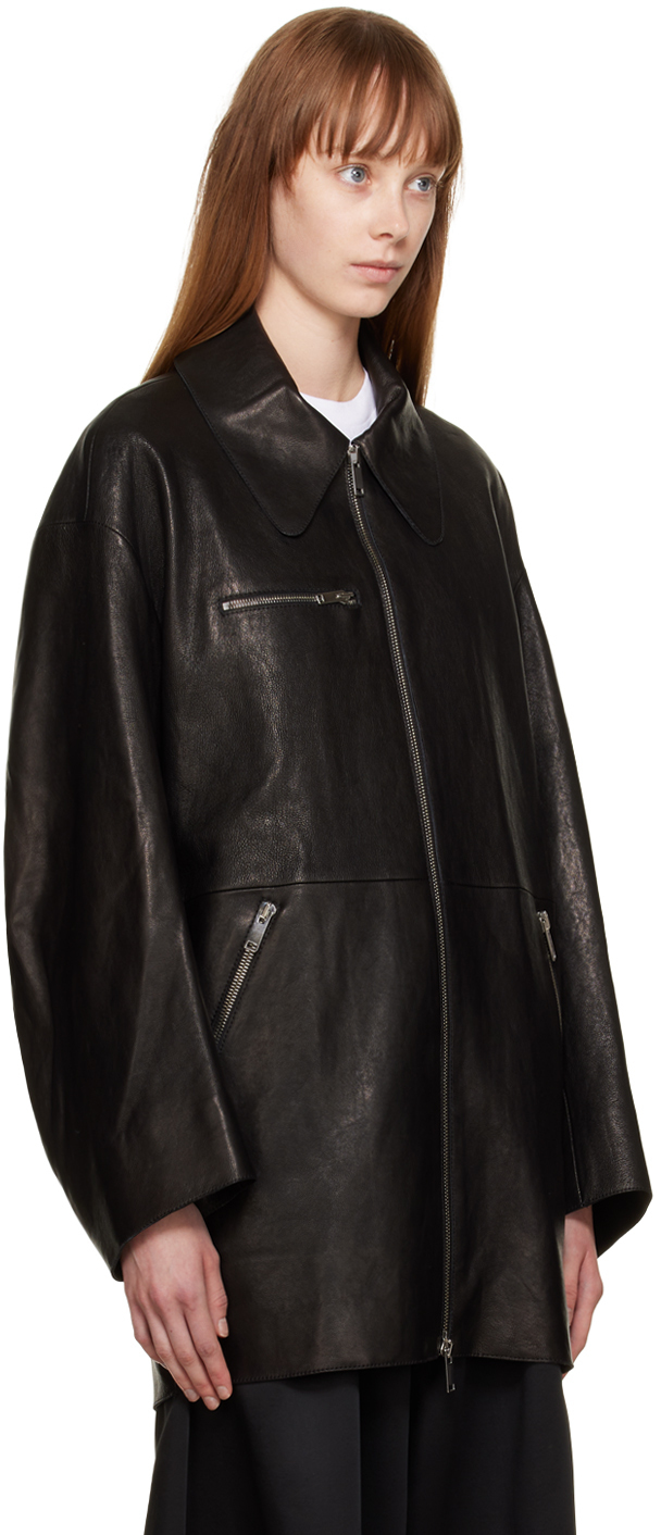 KHAITE Black 'The Gellar' Leather Jacket Khaite