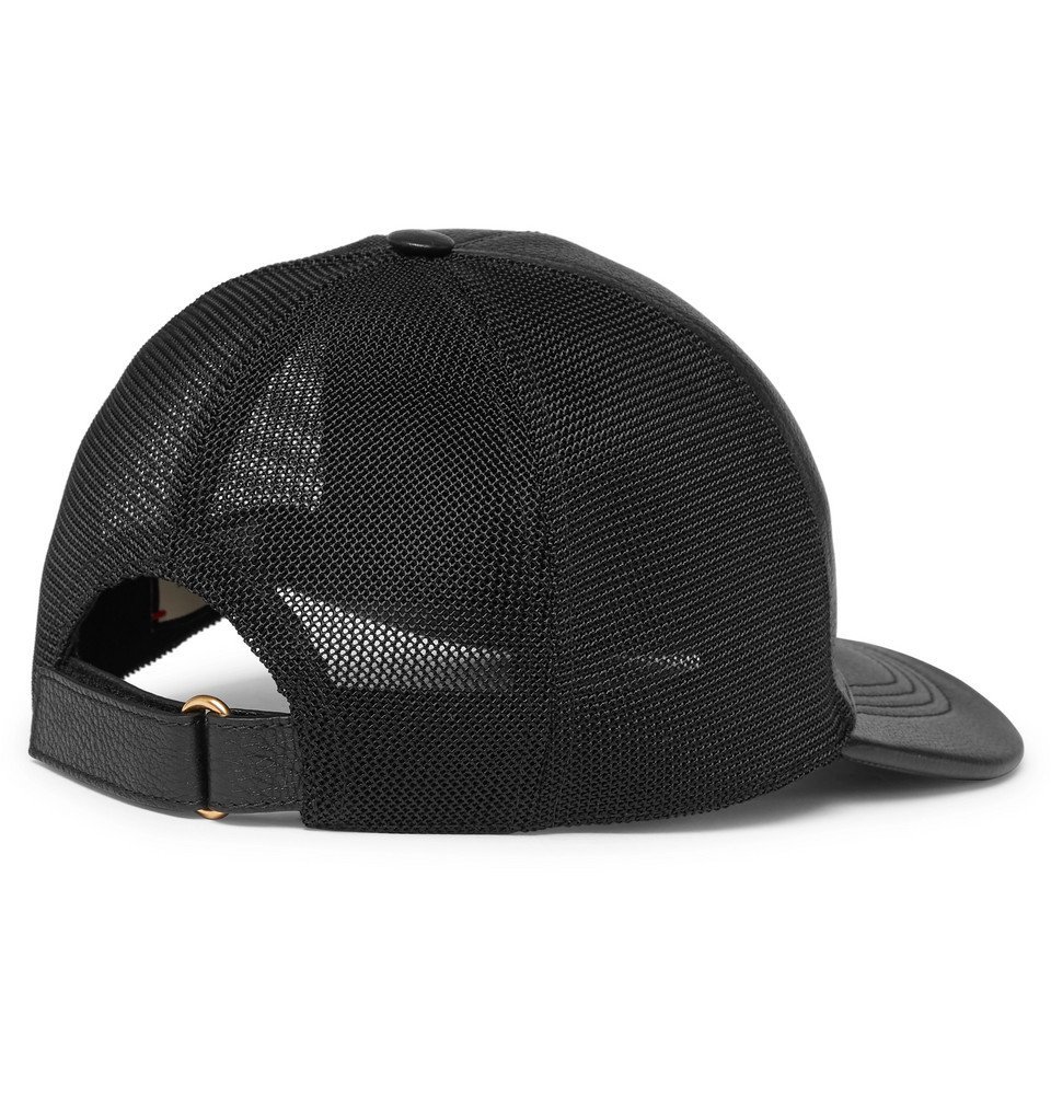 Gucci - Logo-Print Leather and Mesh Baseball Cap - Men - Black Gucci