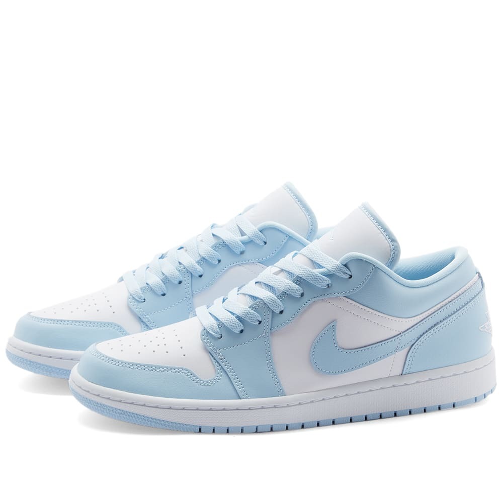 Air Jordan 1 Low Sneakers in White/Ice Blue Nike Jordan Brand