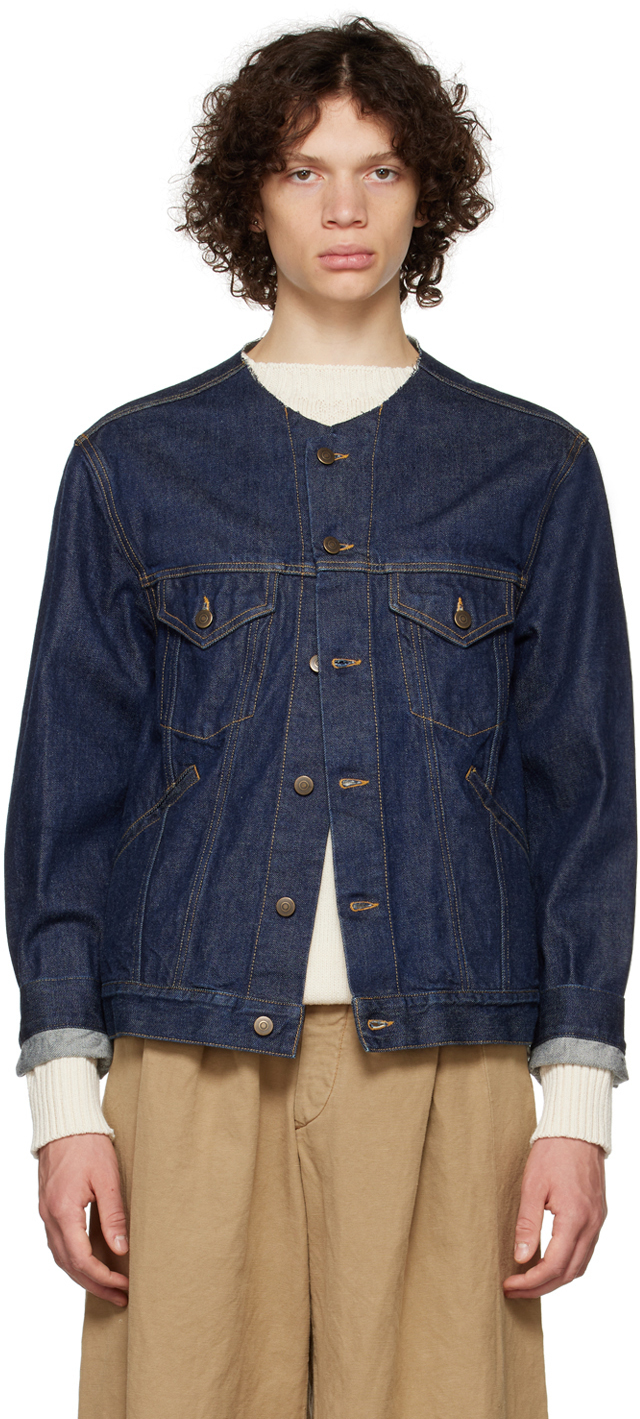 Maison Margiela Navy Raw Edge Denim Jacket Maison Margiela