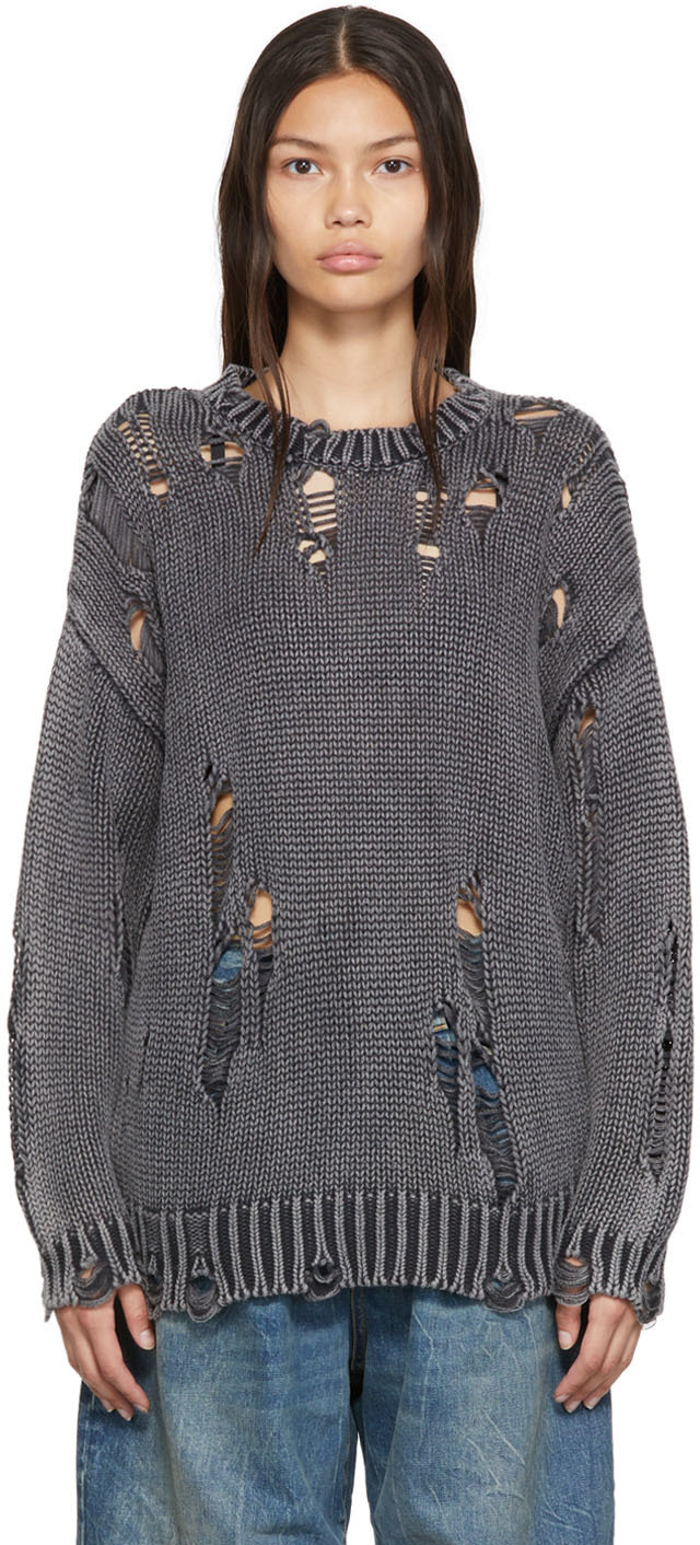 R13 Black Distressed Sweater R13
