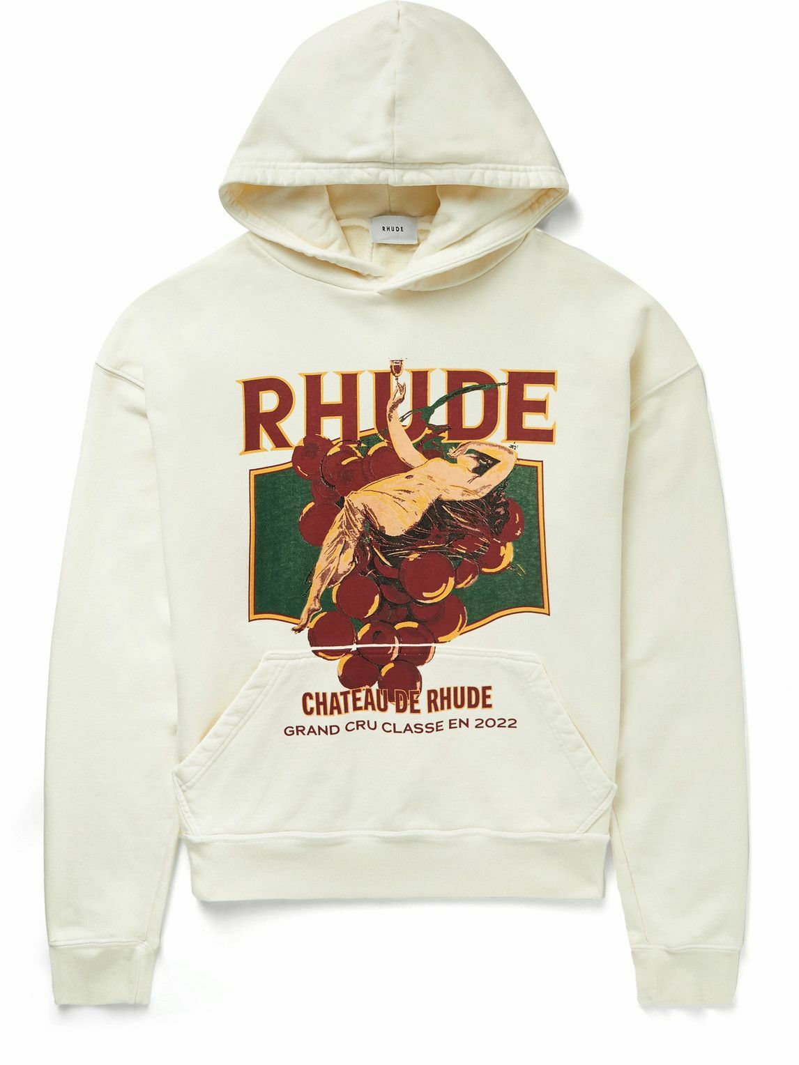 Rhude - Chateau De Rhude Printed Cotton-Jersey Hoodie - Neutrals Rhude