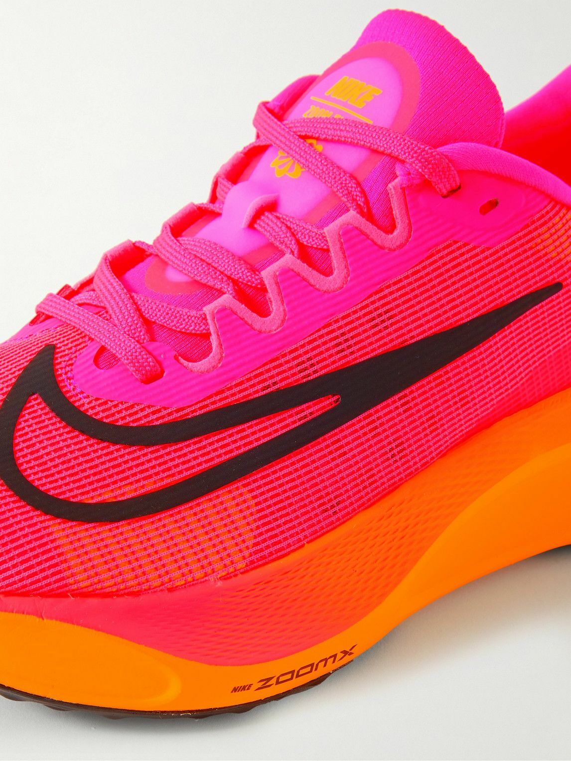 Nike Running - Zoom Fly 5 Rubber-Trimmed Neon Mesh Sneakers - Pink Nike ...