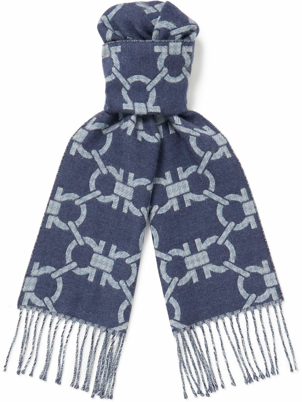 Salvatore Ferragamo - Fringed Logo-Jacquard Wool Scarf Salvatore Ferragamo