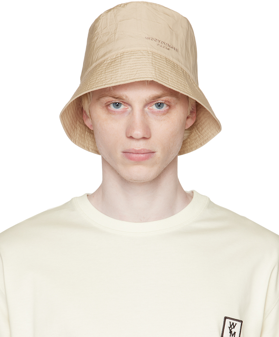 Wooyoungmi Beige Crinkle Bucket Hat Wooyoungmi