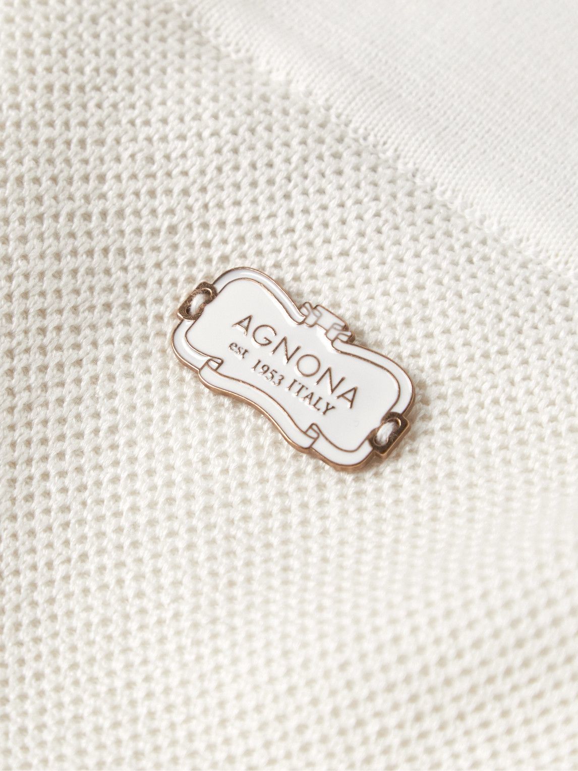 Agnona - Logo-Appliquéd Cotton and Silk-Blend Piqué Cardigan - White Agnona