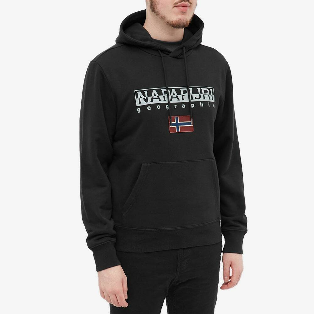 Napapijri Men's Logo Flag Hoody in Black Napapijri