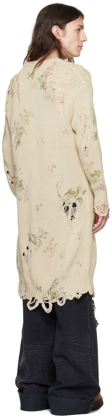 R13 Beige Distressed Cardigan R13