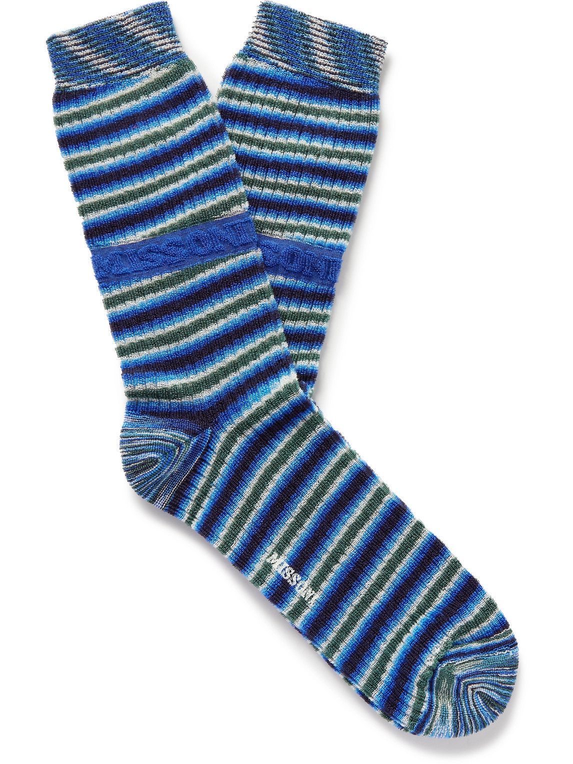 Missoni - Striped Cotton-Blend Socks - Blue Missoni