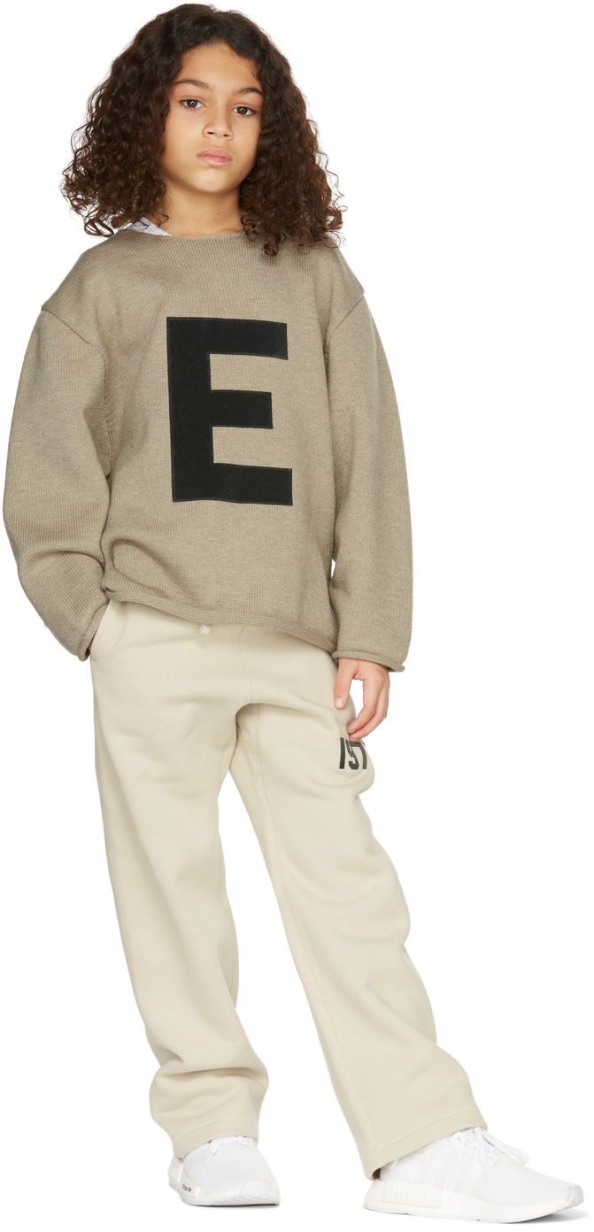 Essentials Kids Beige Big E Sweater Essentials