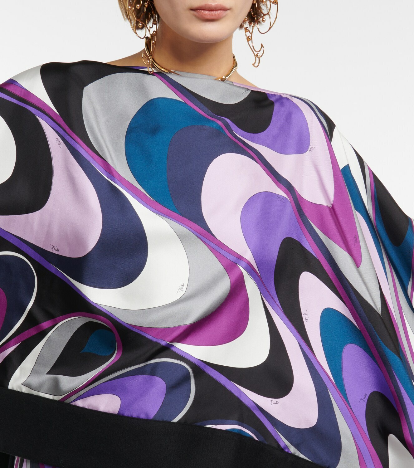 Pucci - Printed silk and wool poncho blouse Emilio Pucci