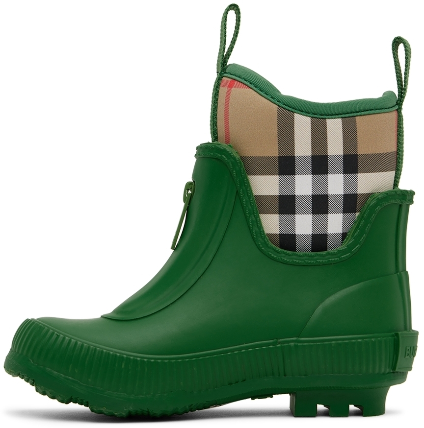 Burberry Kids Green Vintage Check Boots Burberry