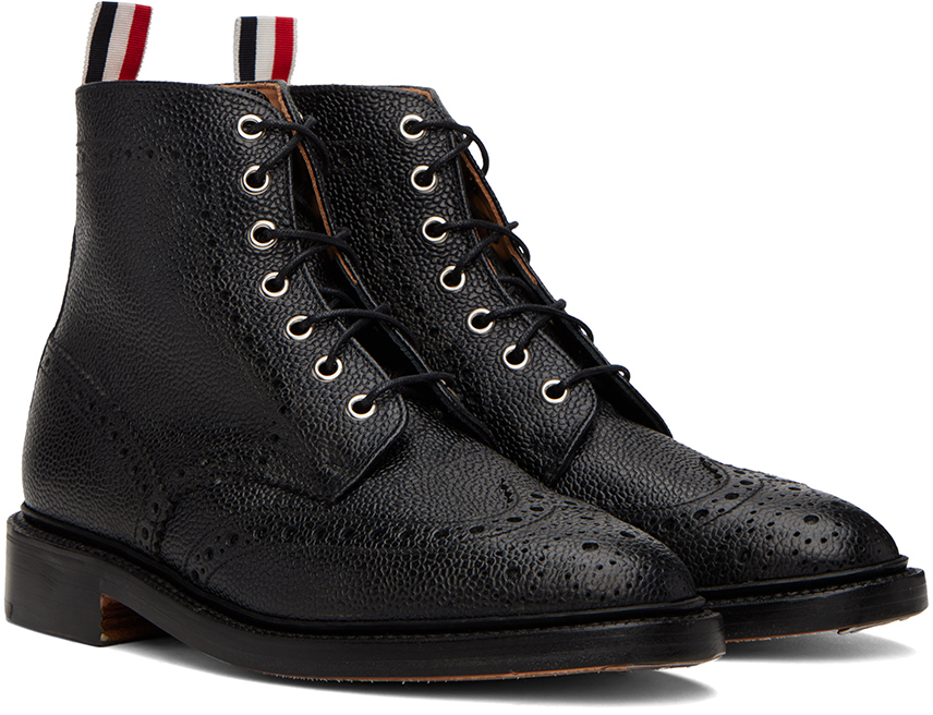 Thom Browne Black Classic Wingtip Boots Thom Browne