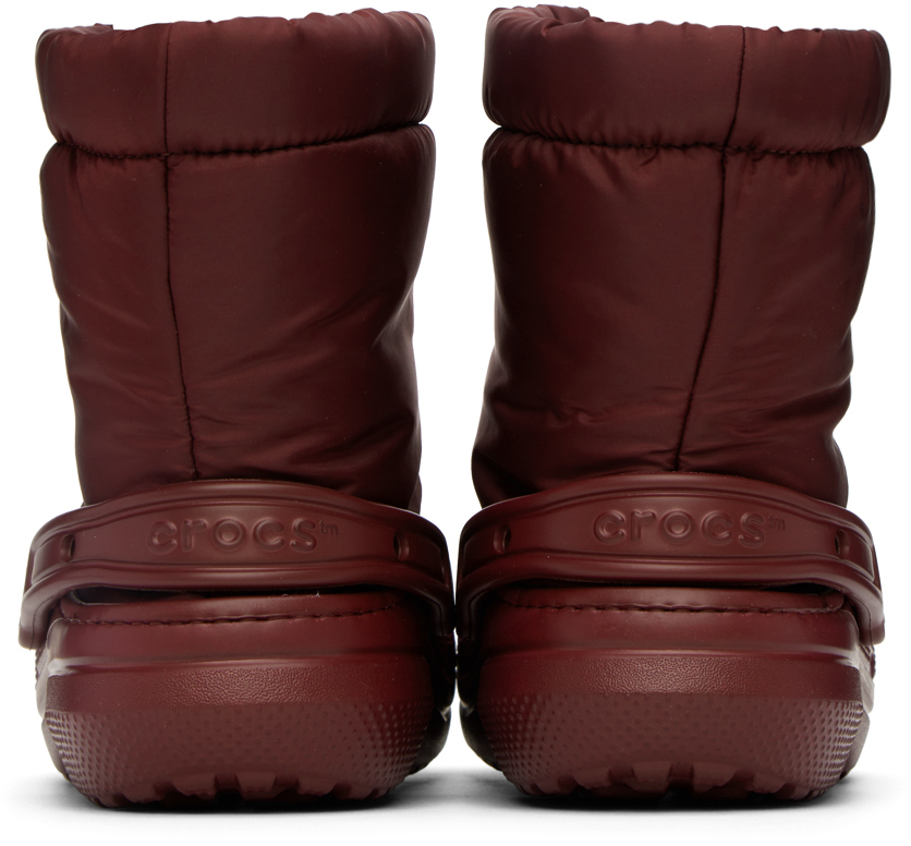 Crocs Burgundy Classic Lined Neo Puff Boots Crocs