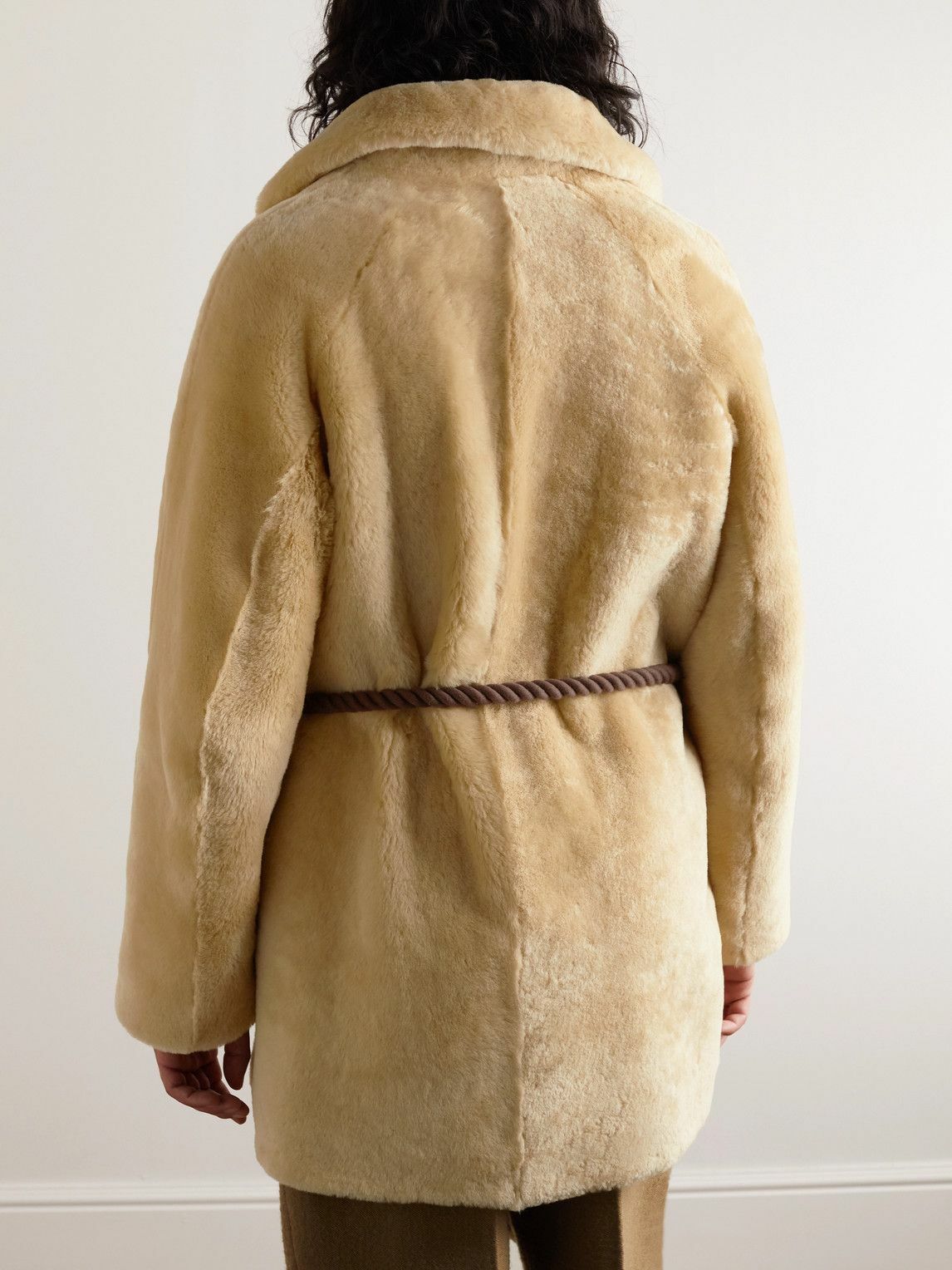 BODE - Teddy Belted Shearling Coat - Neutrals Bode