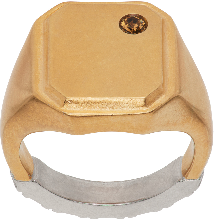 Maison Margiela Silver & Gold Textured Ring Maison Margiela