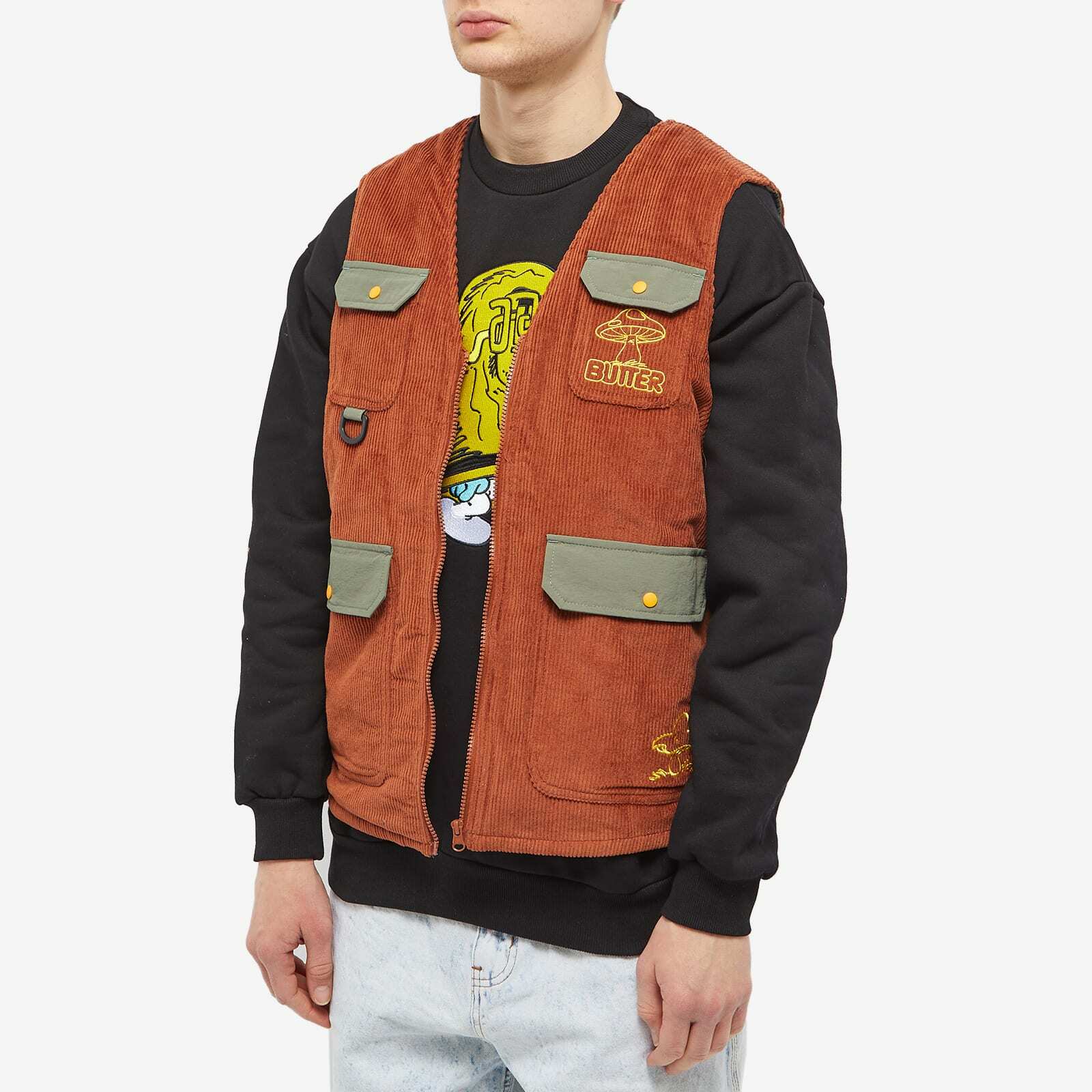 Butter Goods x The Smurfs Forage Corduroy Vest in Rust Butter Goods