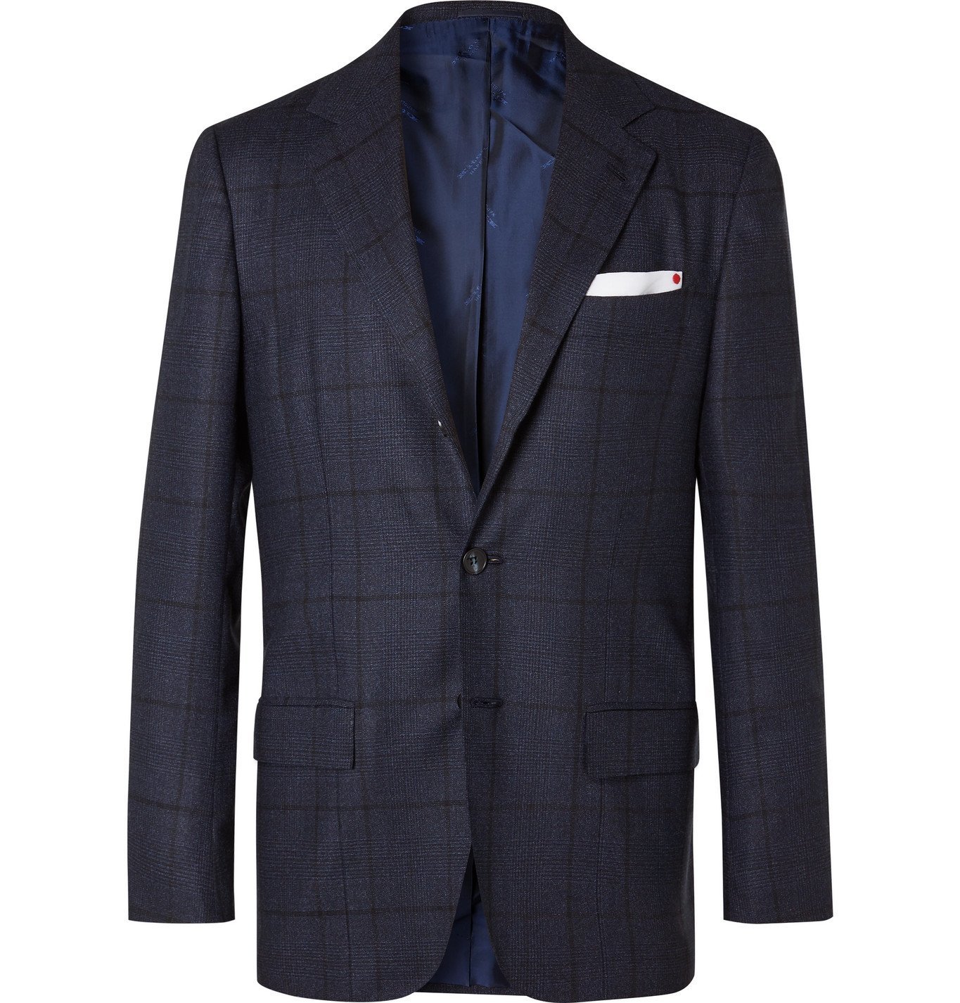 Kiton - Slim-Fit Prince of Wales Checked Cashmere Suit Jacket - Blue Kiton