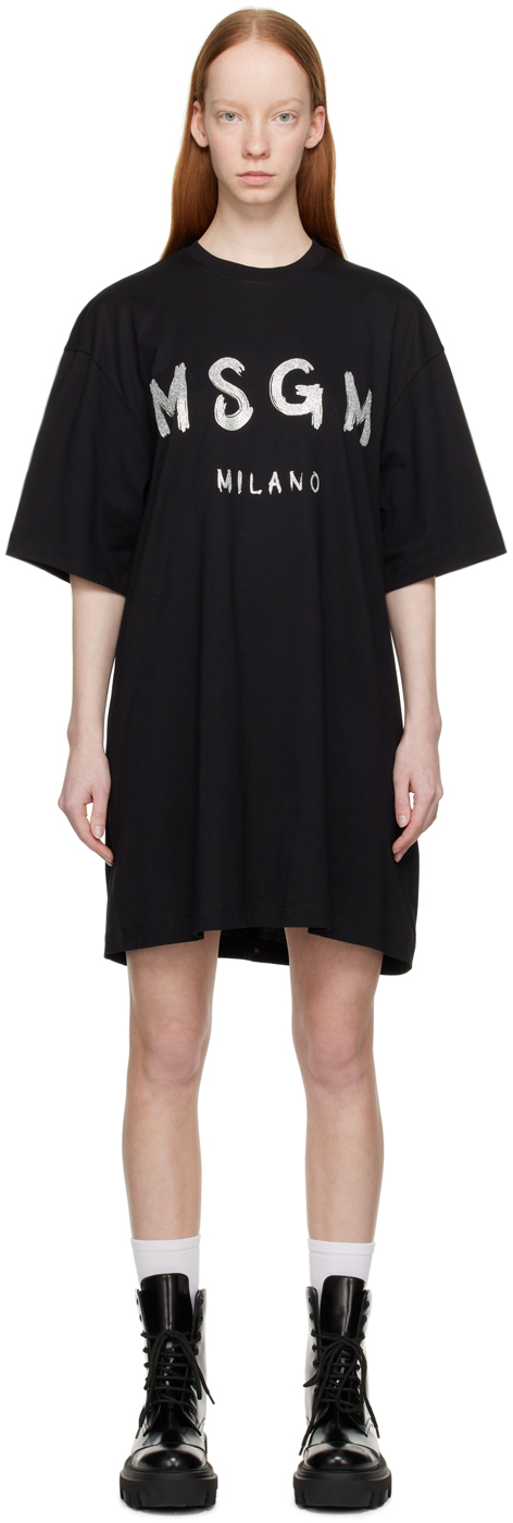 MSGM Black Glittered Mini Dress MSGM