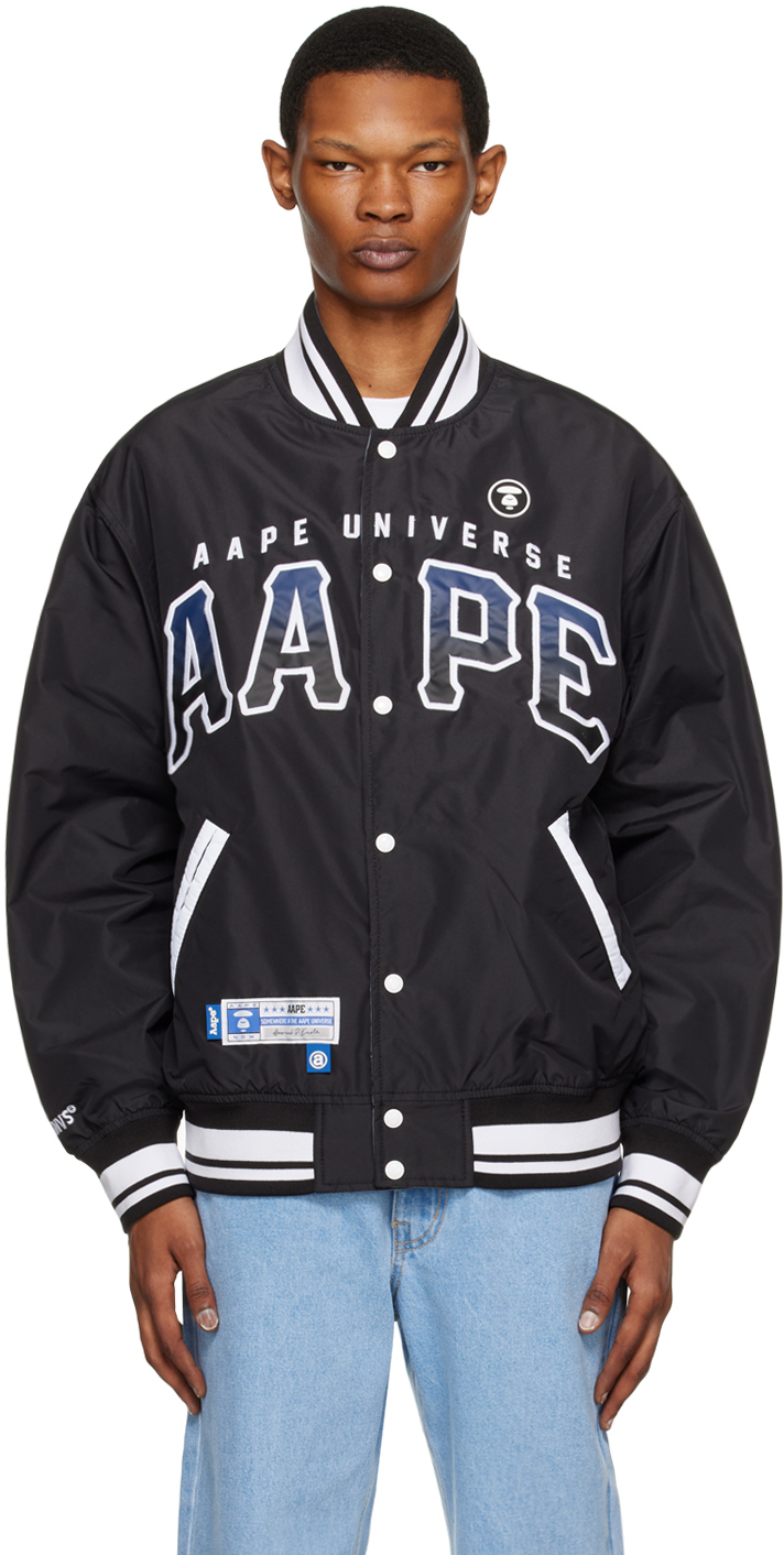 AAPE by A Bathing Ape Black Reversible Bomber Jacket AAPE by A Bathing Ape